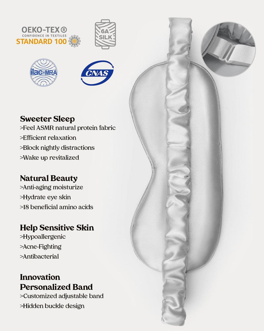 FEELITS. Natural Beauty Silk Sleep Eye Mask- Sliver Grey